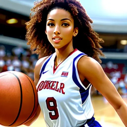 a beautiful women play basketball | OpenArt
