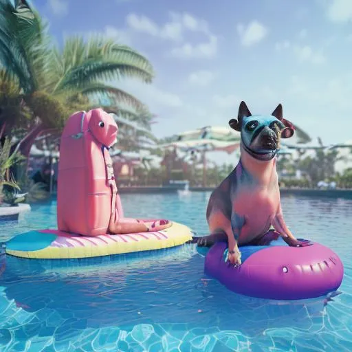 SUMMER, POOL PARTY, FLOATIES, 420, TRIPPY, DOG SMOKING | OpenArt