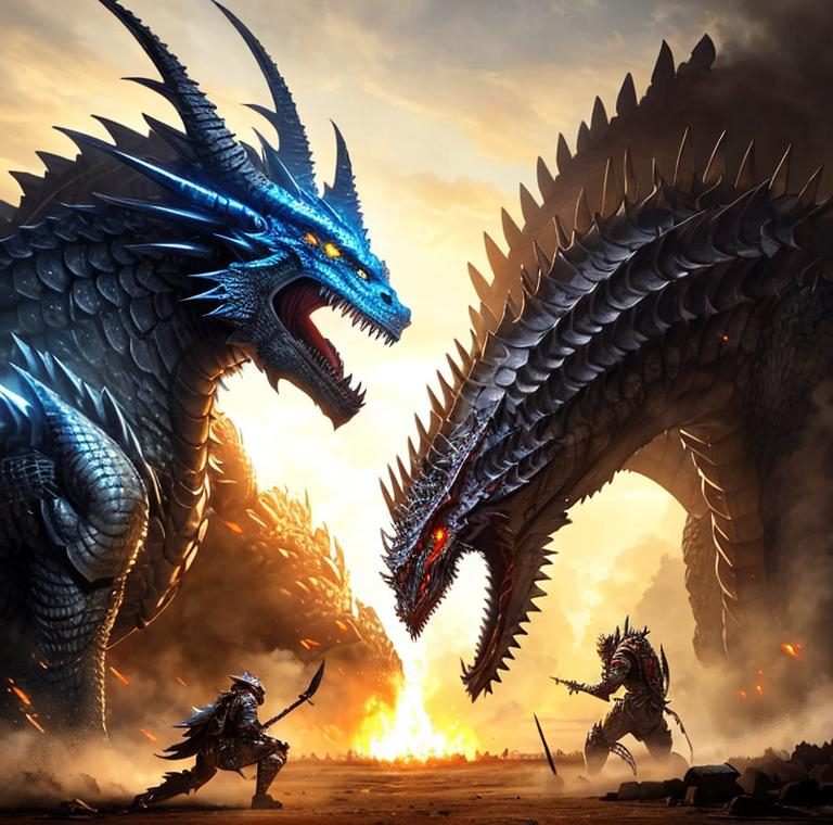 2 monsters fighting, Poster art, high-quality high-d... | OpenArt