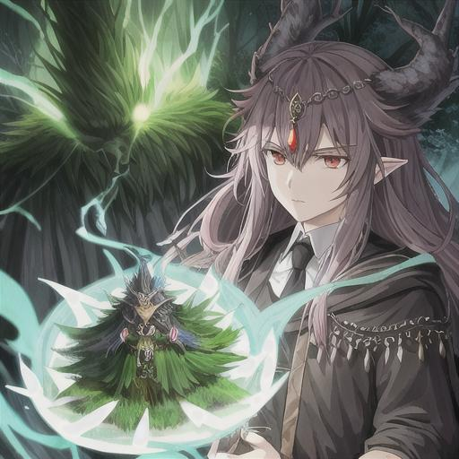 evil druid with rotting evil tree with evil aura ema... | OpenArt