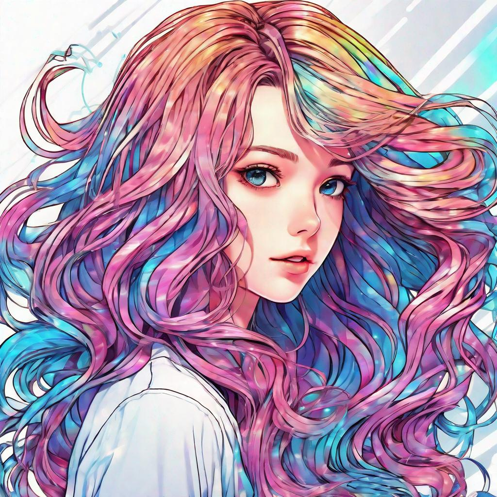 Bold_graffic anime illustration style, wavy fluid ha...