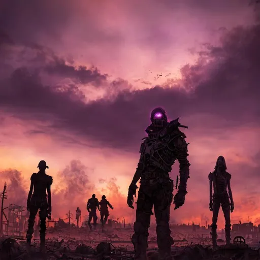 Dark ominous backdrop, apocalyptic wasteland, purple... | OpenArt