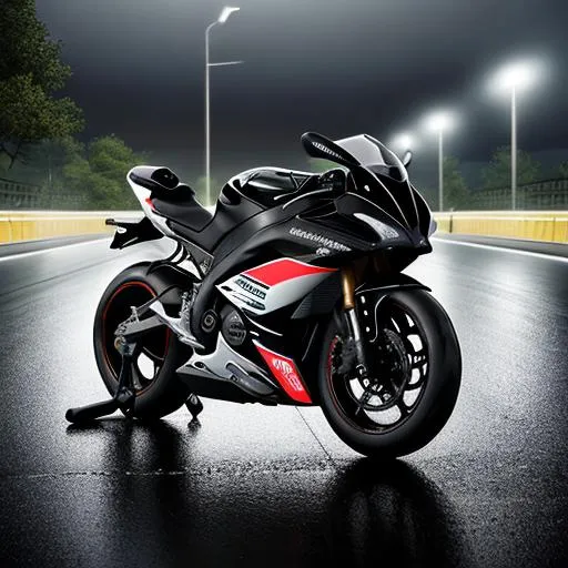 photorealistic(hyper realistic) sportbike with rider...
