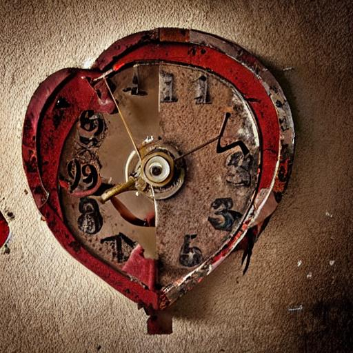Old, broken, rusty clock with broken off pieces miss... | OpenArt
