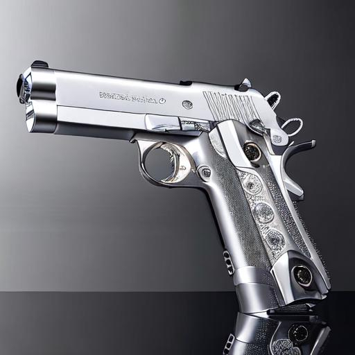 A beautiful Silver-plated Beretta 92fs, 4k, hyper re... | OpenArt