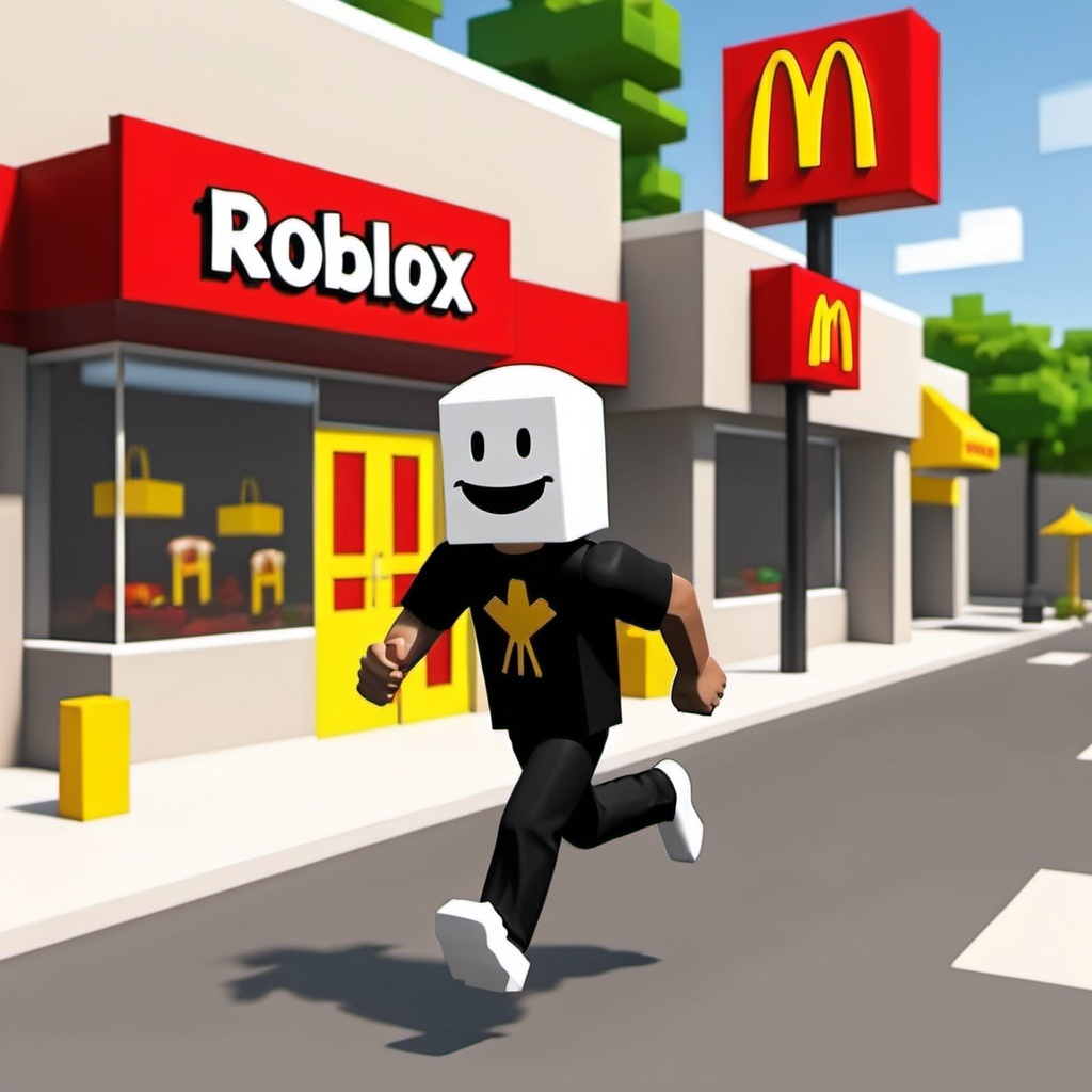 roblox man running to mcdonalds