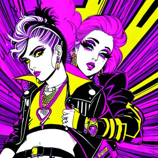 Retro non-binary punk rock 70's vibe trippy comic st... | OpenArt
