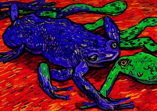 two frogs dancing in the style of Van Gogh | OpenArt