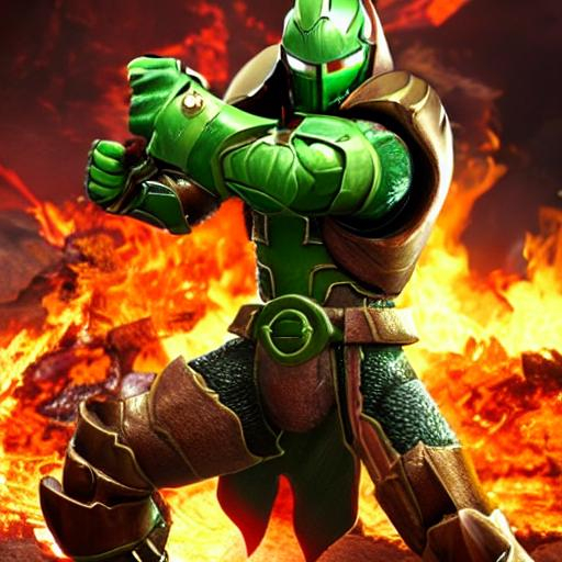 Nikocado Avocado fighting Doomslayer in Hell | OpenArt