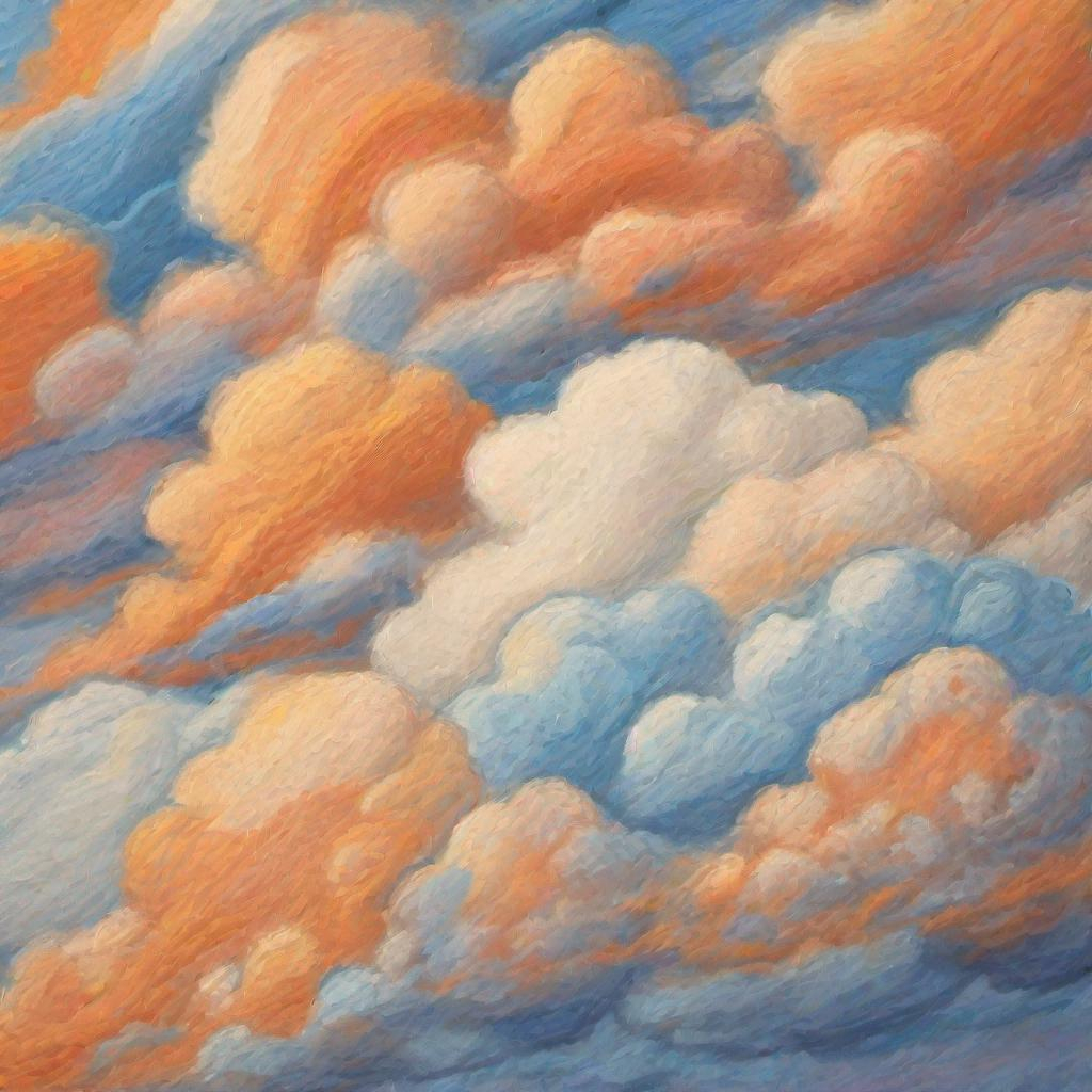 Sunset clouds in an oil pastel painting style, paste...