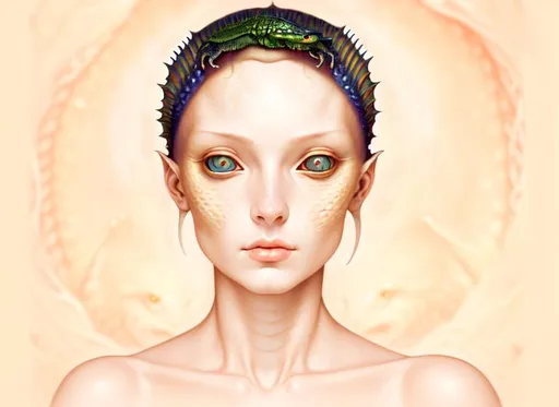 Portrait beautiful 14 year female humanoid with surr... | OpenArt