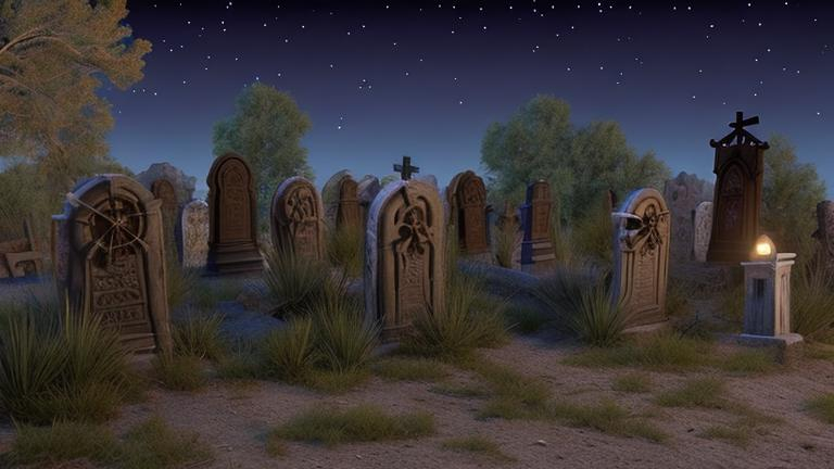 Old West graveyard at night, Midnight Lighting, Phot... | OpenArt