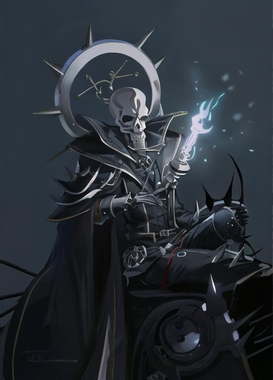 Undead skeleton with a spiked wheel inside him | OpenArt