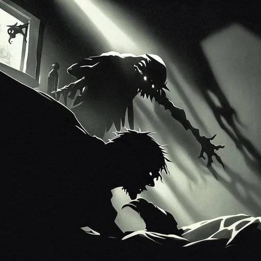 A shadow being looms menacingly over a terrified you...