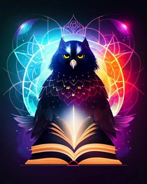 Anthropomorphic Animal Character Crow holding a Magi...