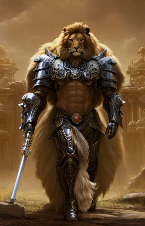 a fusion between a man and a lion by H.R. Giger