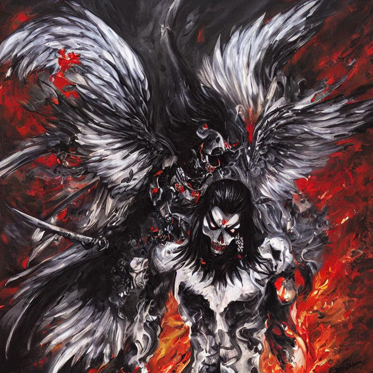 fallen angel of doom, shinigami, painting | OpenArt