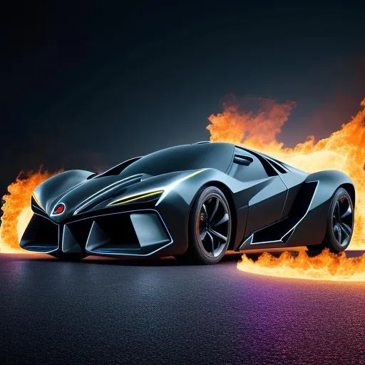 Futuristic mega Batman car on fire and ice cosmic speed | OpenArt