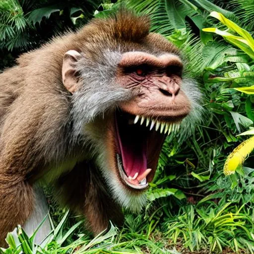 T-Rex fighting a Monkey