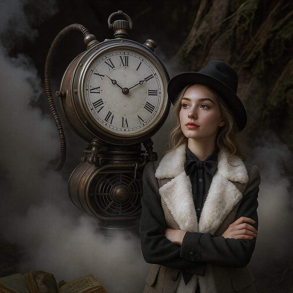 Create image of time travel with a time travel machi...