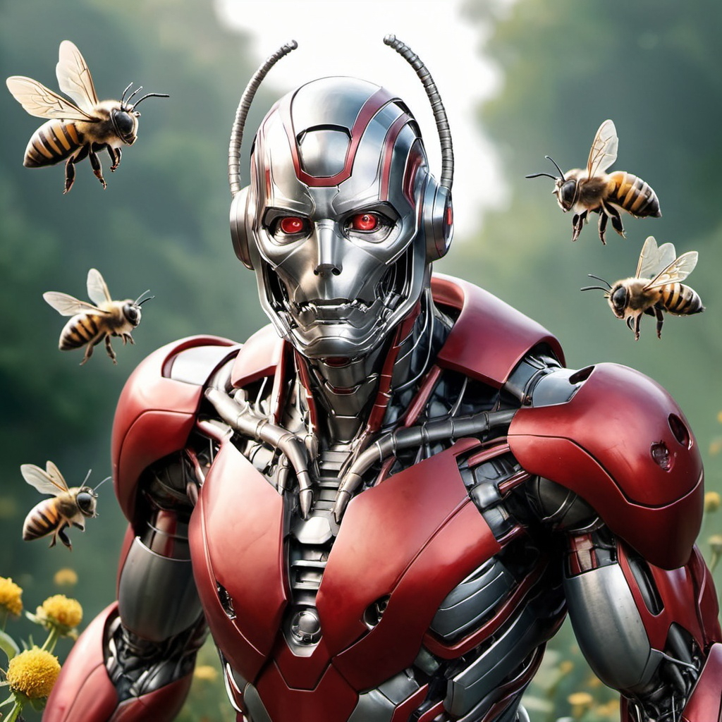 Fusion of marvel ultron and bees, carteen. Honey empty
