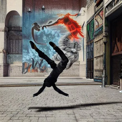 Hyper realistic lord of the rings dwarf break dancin...