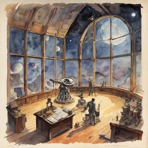 isometric dnd battle map,night time, an observatory,... | OpenArt