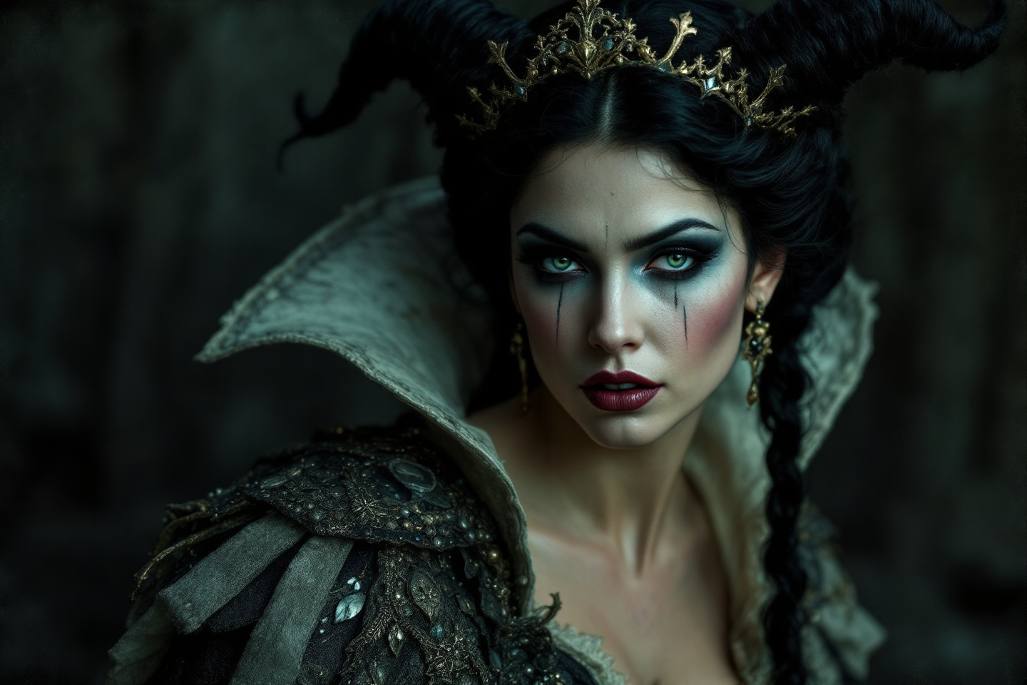 Grunge medieval Snow White drag queen (strong mascul...