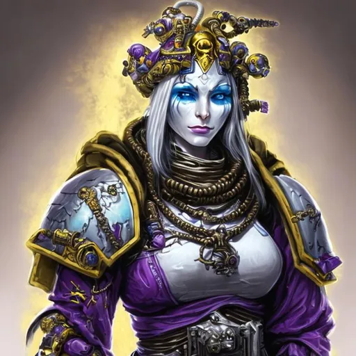 Female Tech-priest from Warhammer 40K with snake lik...