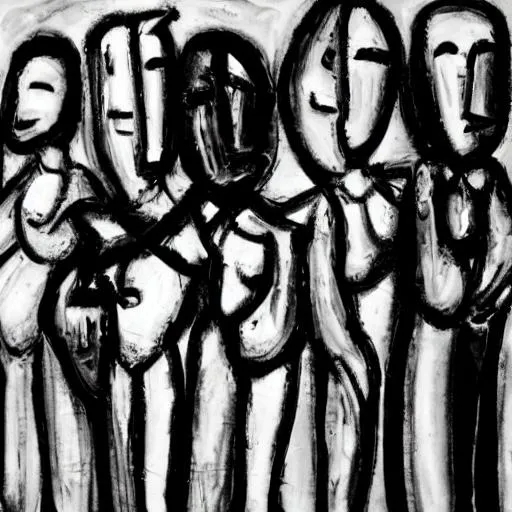 draw a simple black and white drawing of a person wa... | OpenArt