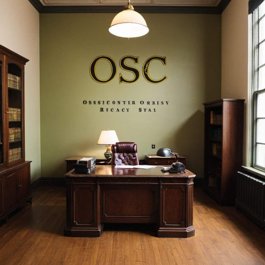 a photo of an old money style office with the word...