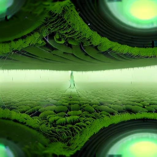 Rainfall, in the foggy mossy vast plains, mechanical...