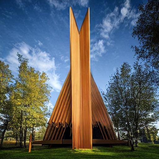 abstract modern church in scandinavian style wood | OpenArt