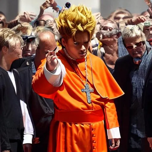 the pope is disguised as goku. | OpenArt