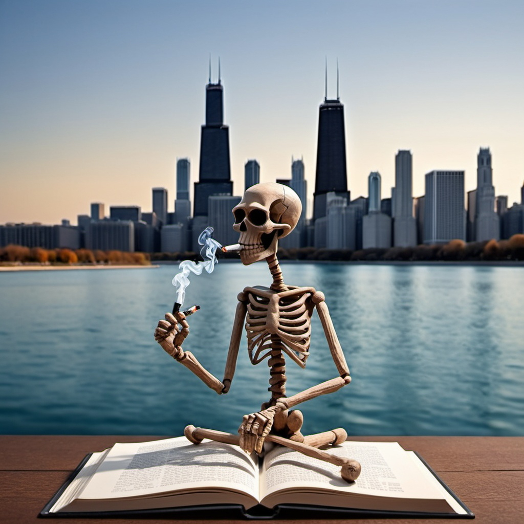 create a book cover with a stick man smoking a joint...