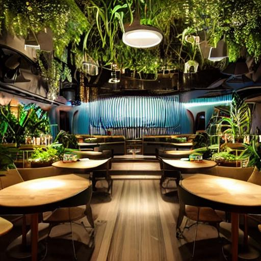 futuristic utopian restaurant. interior future with...