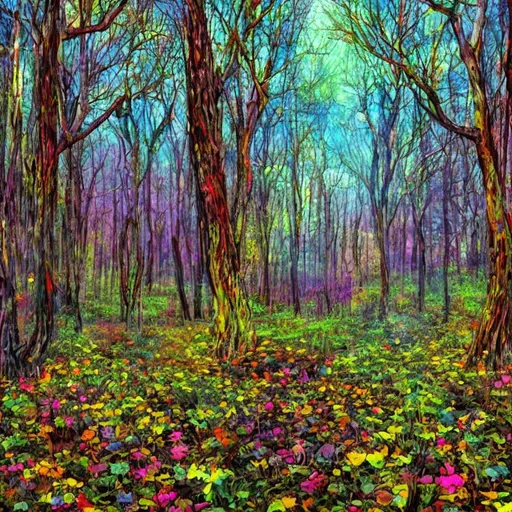 Abstract uplifting bright forest