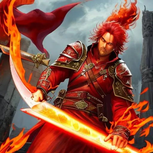 large red flaming sword, powerful, dangerous, ancien... | OpenArt