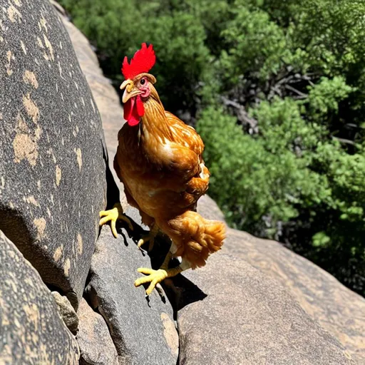 chicken goes rock climbing | OpenArt