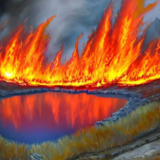 Fire Lake , burning water , flames | OpenArt