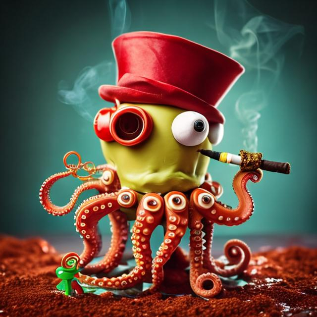 Cartoon octopus smoking a cigar and wearing a bowtie...