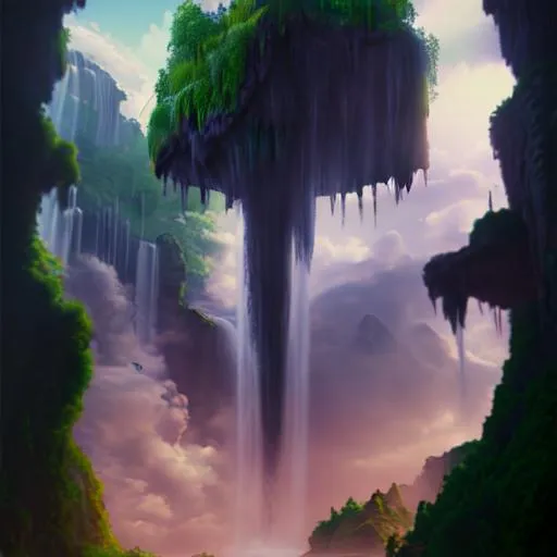 waterfall kingdom, hyperdetailed realistic cgi, deta... | OpenArt