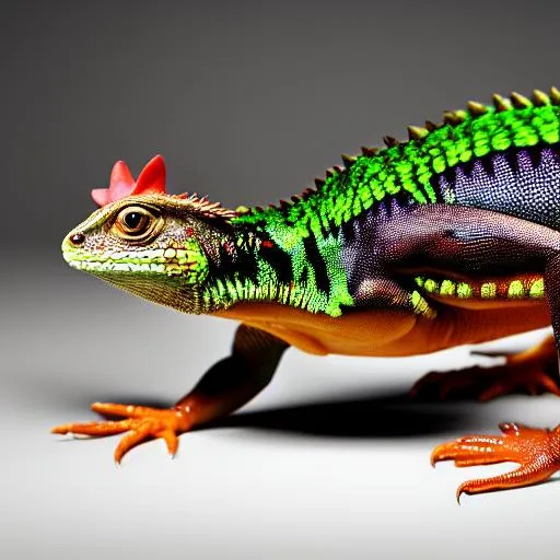 hen blended with a lizard , hybrid creature, surreal... | OpenArt