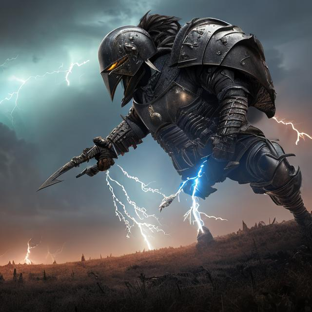 epic, warriors, medieval, lightning, battlefield, da...