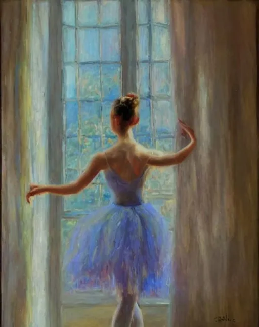 ballerina, realist, by Gabriel Moses, window, impres... | OpenArt