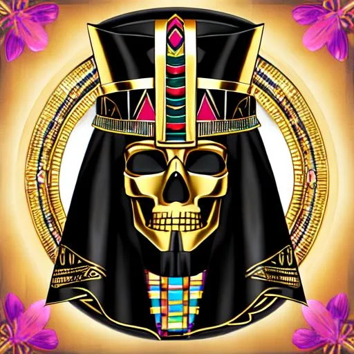 An Obsidian Aztec/Egyptian style skull mask, with sm...