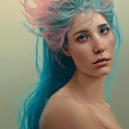 Portrait of atompunk woman with pink hair and with c... | OpenArt