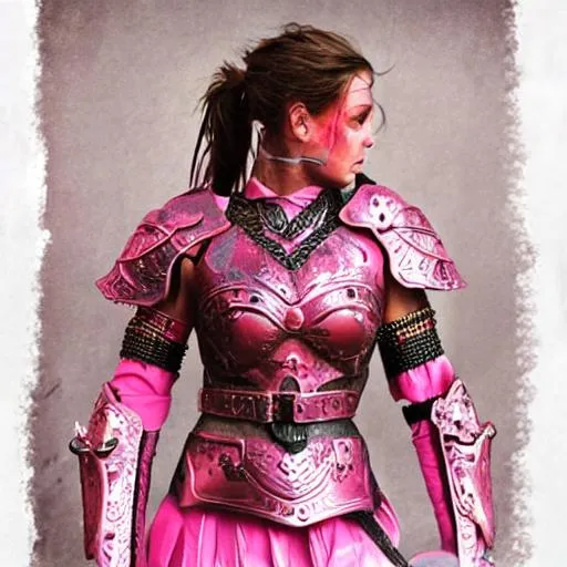 masterpiece, warrior girl, pink armor