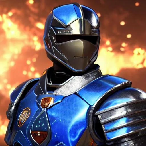 Image of a human male, half-metal face, in blue spac... | OpenArt