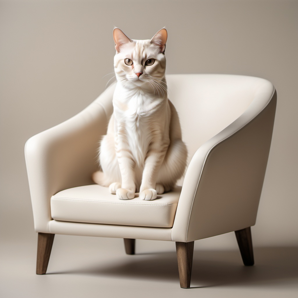 realistic cat cream and beige very poised and elegan...